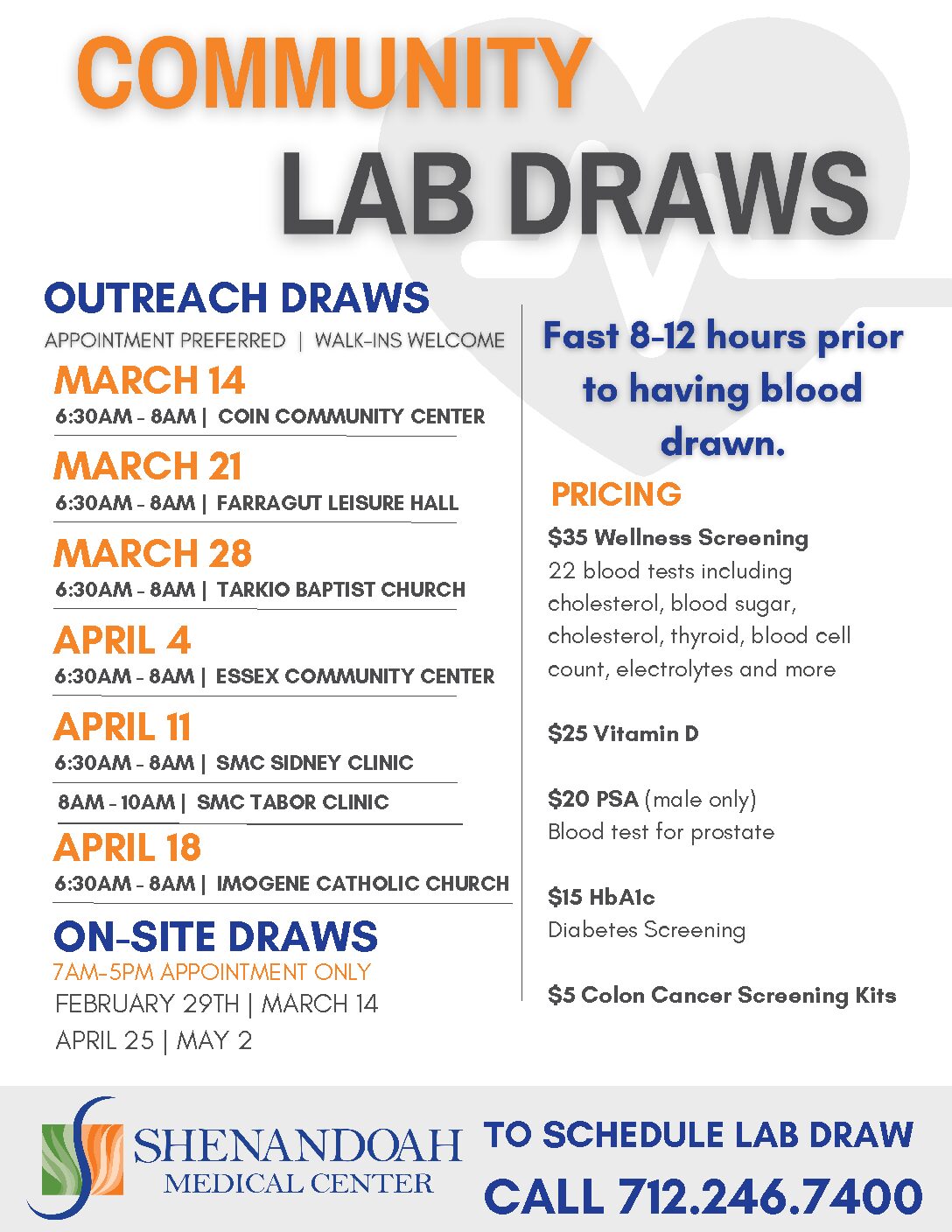 Community Lab Draws – Shenandoah Medical Center